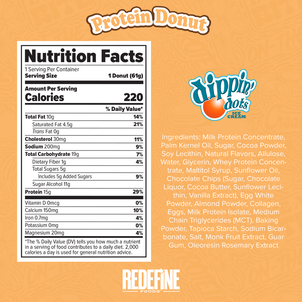 Dippin' Dots® Chocolate Chip Cookie Dough Protein Donut – Redefine Foods